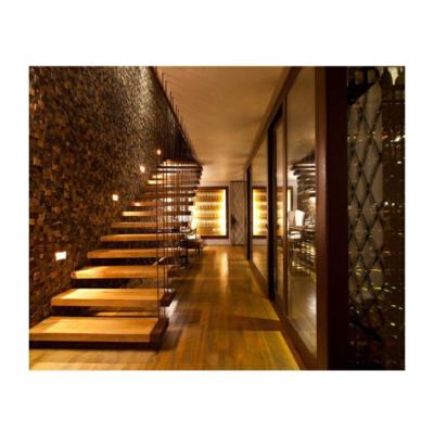 Cina Floating hardwood stairs wood stairs ideas straight floating staircase in vendita