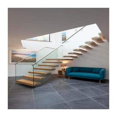 Cina Metal and wood floating stairs premade wooden floating stairs remodel in vendita