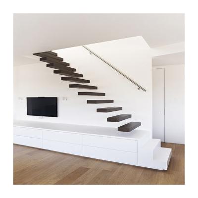 中国 Home timber floating staircase wooden steps floating staircase structural design 販売のため