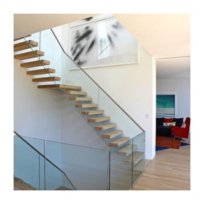 中国 Home timber floating staircase wooden steps floating staircase structural design 販売のため