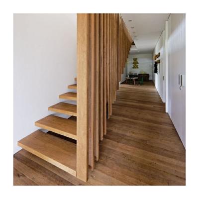 Cina Floating wood stair treads installing wood building floating stairs in vendita