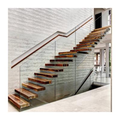 Cina Floating wood stair treads installing wood building floating stairs in vendita