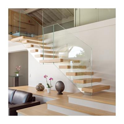 Cina Floating wooded staircase beautiful wood stairs cheap floating staircase in vendita