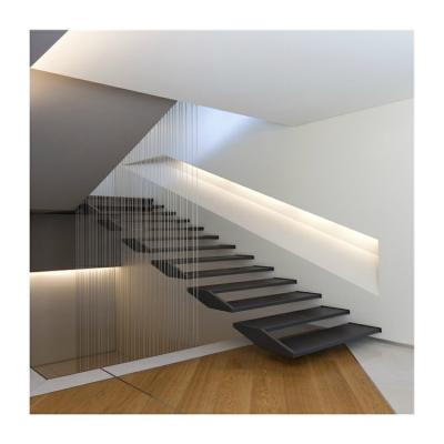 Cina Railing for oak floating staircase wood stair kits floating stairs with cable railing in vendita
