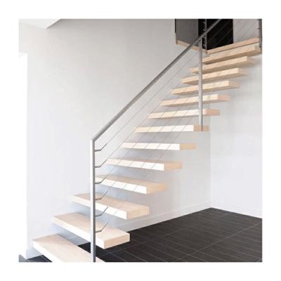 Cina Oak floating stair tread wooden stairs cost floating stair handrail in vendita