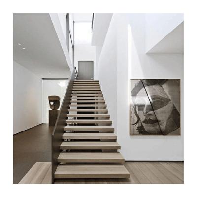Cina Oak floating stair tread wooden stairs cost floating stair handrail in vendita