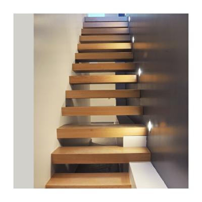 Cina Oak floating stair tread wooden stairs cost floating stair handrail in vendita
