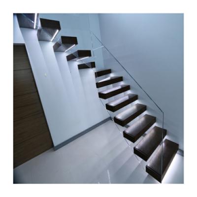 China Floating timber staircase wooden staircase floating stairs cost à venda