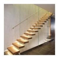 China Timber tread floating stairs open wood floating deck stairs for sale