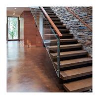 China Timber tread floating stairs open wood floating deck stairs for sale