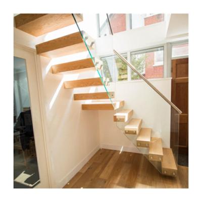 Cina Oak floating stairs wooden staircase ark free floating stairs in vendita