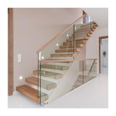 Cina Oak floating stairs wooden staircase ark free floating stairs in vendita