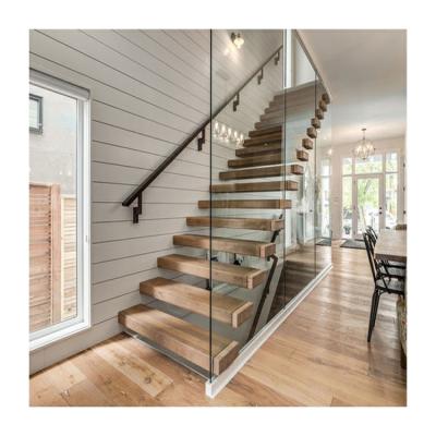 Cina Oak floating stairs wooden staircase ark free floating stairs in vendita