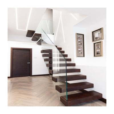 Cina Timber floating staircase wood stair handrail floating steps staircase in vendita