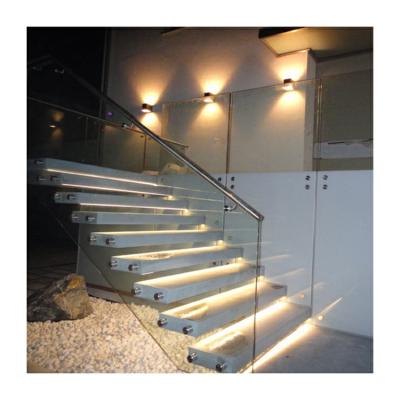 Cina Timber floating staircase wood stair handrail floating steps staircase in vendita