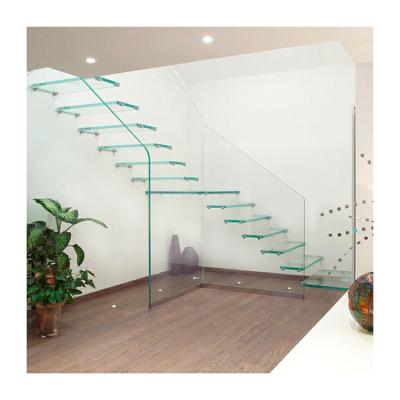 Cina Balcony railings tempered glass straight staircase floating glass stairs price in vendita