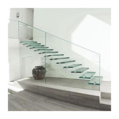 Cina Thresholds and frameless glass railing europe glass floating stairs design in vendita