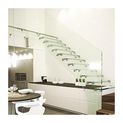 Cina Small house stair staircase toughened glass panel floating stairs glass balustrade in vendita