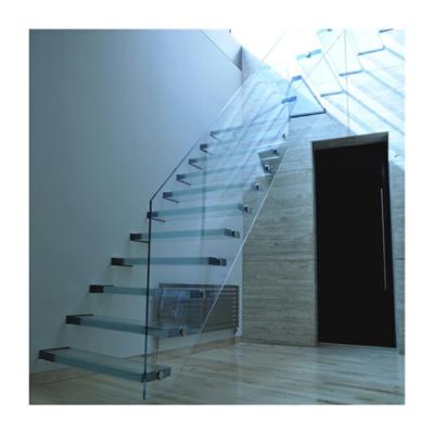 Cina Portable small space stairs customized glass staircase floating glass railing stairs in vendita