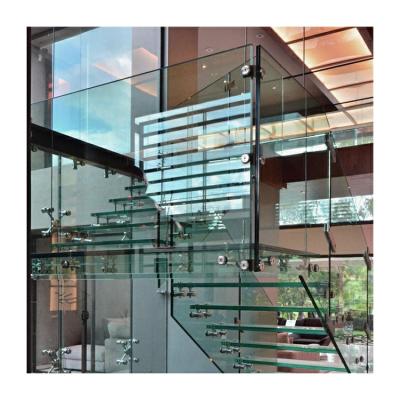 Cina Portable small space stairs customized glass staircase floating glass railing stairs in vendita