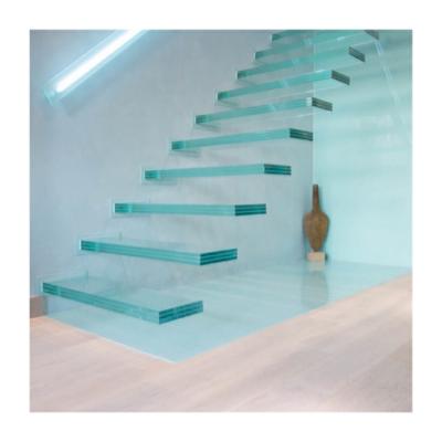 China Fancy stairs all glass design floating glass treads staircase à venda