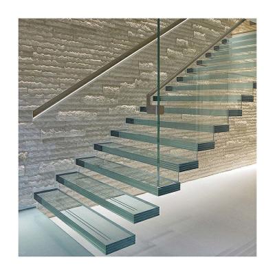 China Fancy stairs all glass design floating glass treads staircase à venda