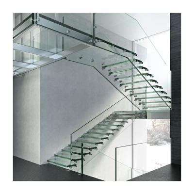 Cina Round staircase with glass balustrades floating glass frame stairway in vendita