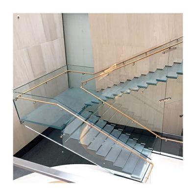 China Invisible stringer stairs laminated safety glass floating staircases Te koop