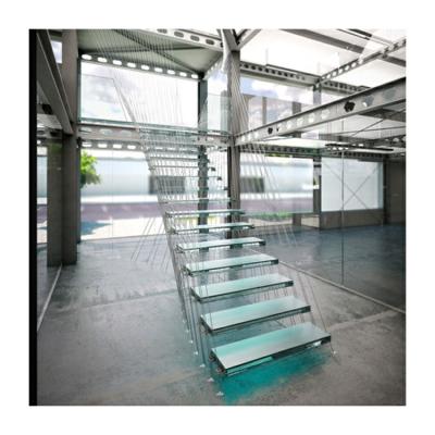 Cina Used circular laminated glass staircase floating glass stairs price in vendita
