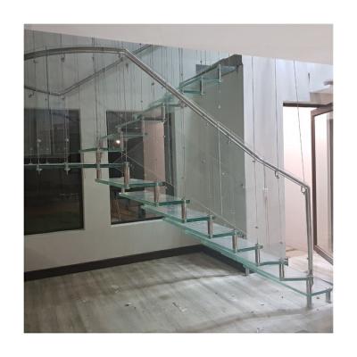 Cina Used circular laminated glass staircase floating glass stairs price in vendita