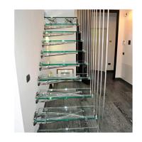 China Double stringer stair staircase glass panels straight floating staircase for sale