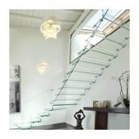 China Double stringer stair staircase glass panels straight floating staircase for sale