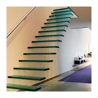 China Double stringer stair staircase glass panels straight floating staircase for sale