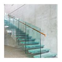 China Double stringer stair staircase glass panels straight floating staircase for sale