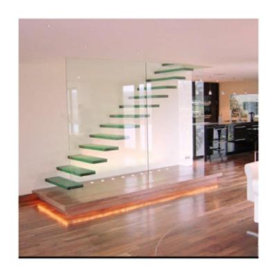 Cina Single stringer frameless glass stair glass floating staircase design in vendita