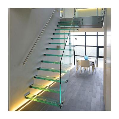 Cina Concealed keel stairs staircase glass railing design glass floating stairs for small houses in vendita