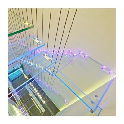 Cina Modern invisible beam tempered stair glass railing prices floating stairs with glass railing in vendita