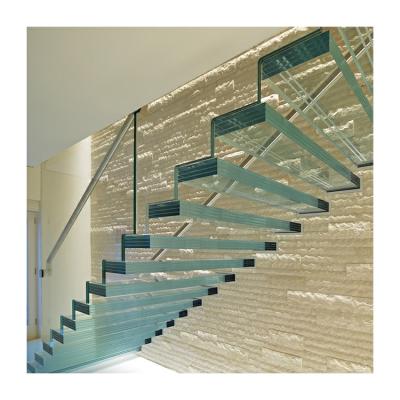 Cina Concrete stairs clear glass staircase frameless floating glass stair in vendita