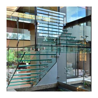 Cina Outdoor stairs staircase glass railing designs glass staircases floating in vendita