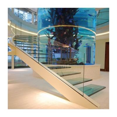 Cina Outdoor stairs staircase glass railing designs glass staircases floating in vendita
