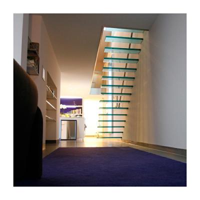 Cina Modern railing glass staircase design glass steps floating stair in vendita