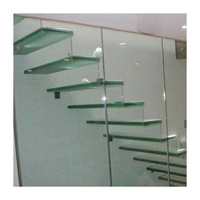 Cina Modern railing glass staircase design glass steps floating stair in vendita