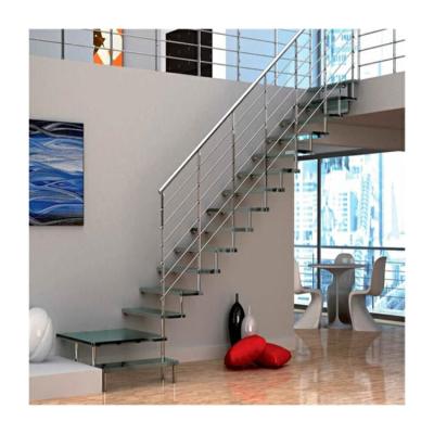 Cina L shaped stairs glass stair railing cost floating glass staircase customize in vendita