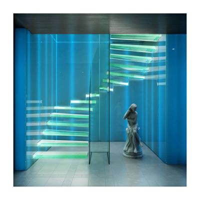 Cina Custom stairs straight floating glass staircase cost in vendita