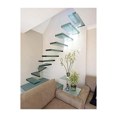 Cina Basement stairs modern tempered interior glass floating staircase in vendita