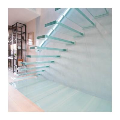 Cina Hidden beam glass staircase railing prices floating stairs with glass steps in vendita