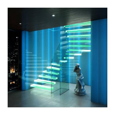 Cina Fast stairs stainless steel glass floating glass straight staircase in vendita