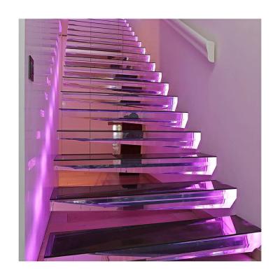 Cina Ready made laminated glass stairs glass tread floating staircase in vendita