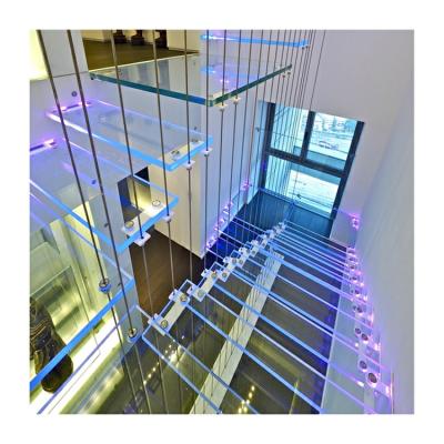 Cina Led stripe stairs prefabricated fiberglass cheap glass floating staircase in vendita