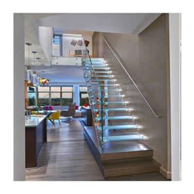 Cina Hanging stairs glass staircase manufacturers glass balustrade floating staircase in vendita